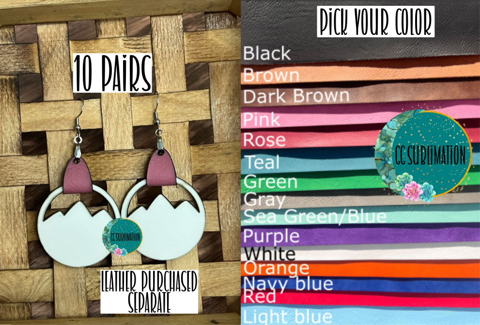 MDF - Mountain faux leather earrings - 10 pairs – GGSublimation