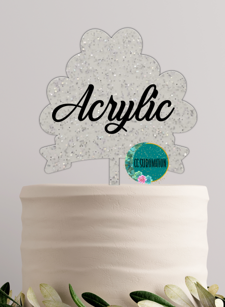 GLITTER Acrylic Trio flower cake topper - Sublimation Acrylic ...