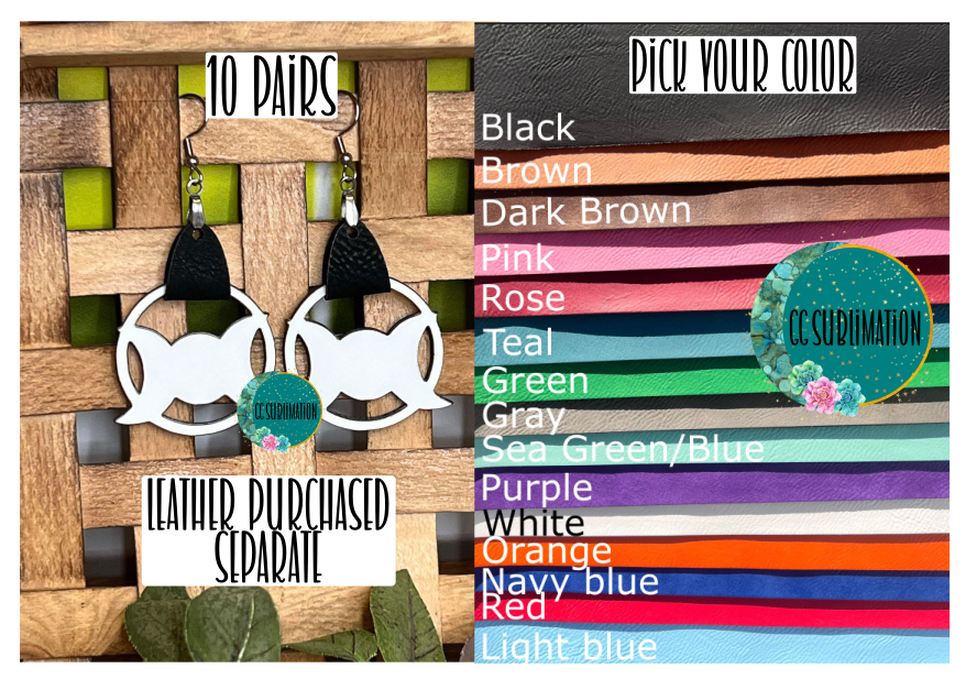 MDF - Moon leather earrings - 10 pairs – GGSublimation